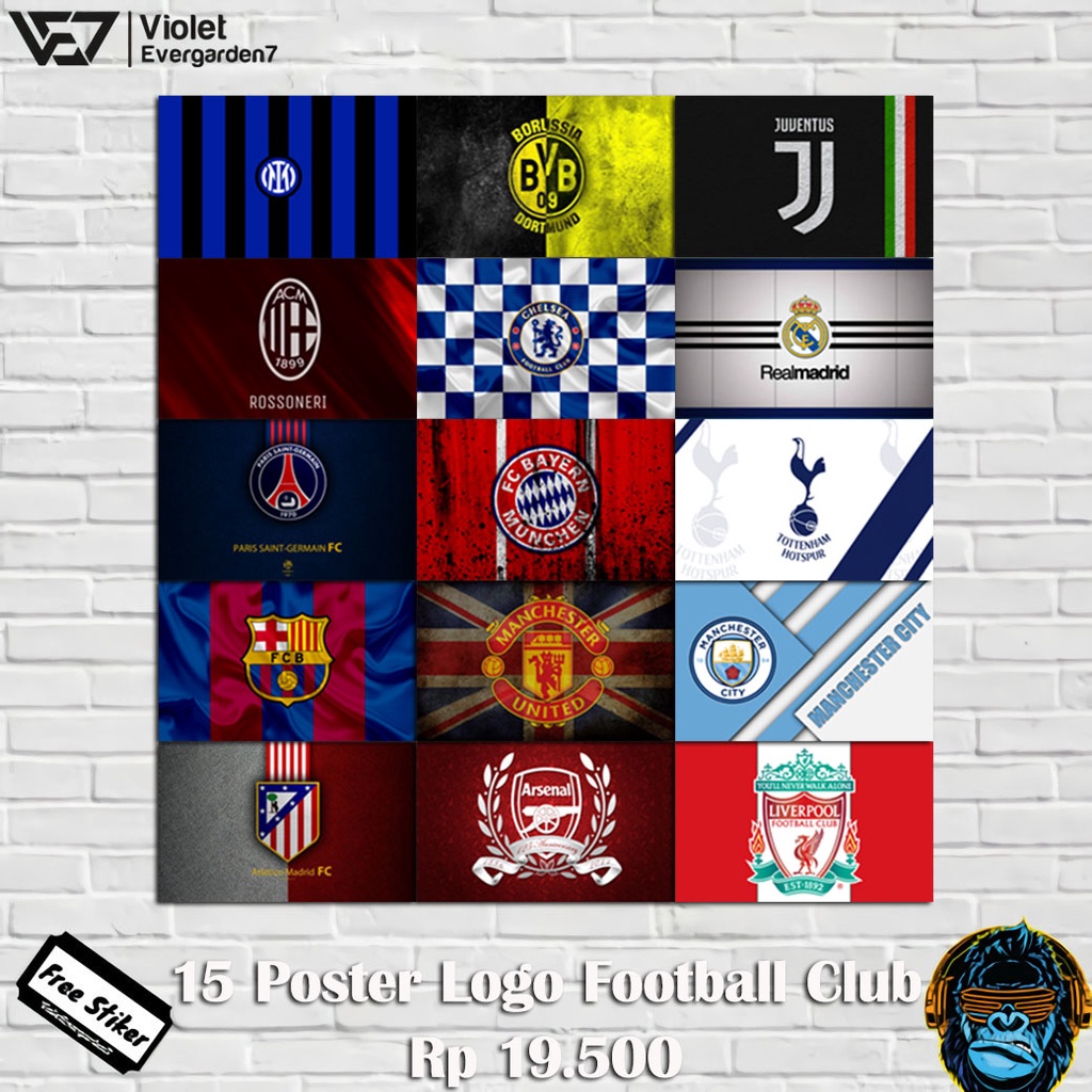 Jual WALL DECOR POSTER DINDING TERBARU/FOOTBALL CLUB LOGO/ FLAG COUNTRY ...