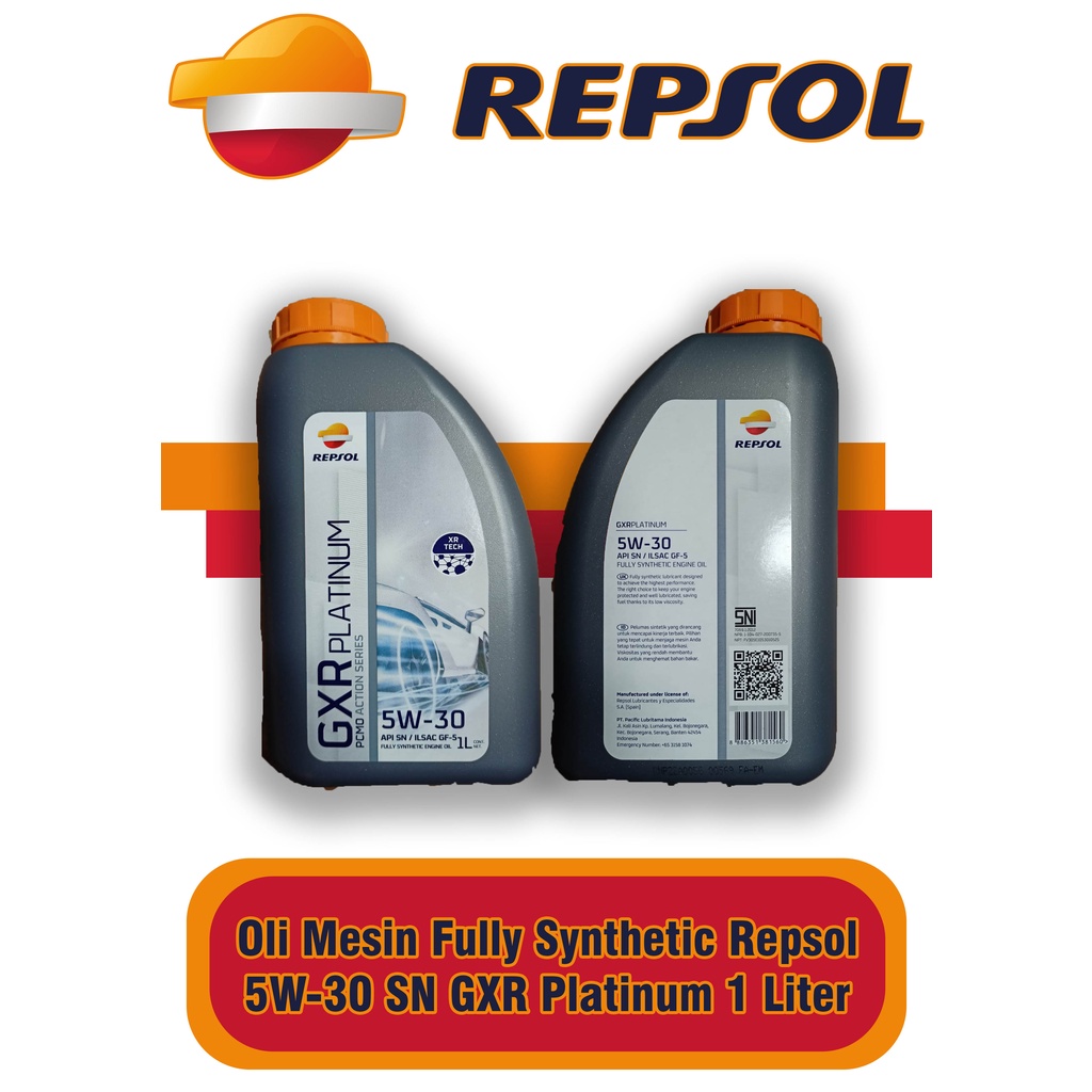 Jual Oli Mesin Fully Synthetic Repsol 5W-30 SN GXR Platinum 1 Liter ...