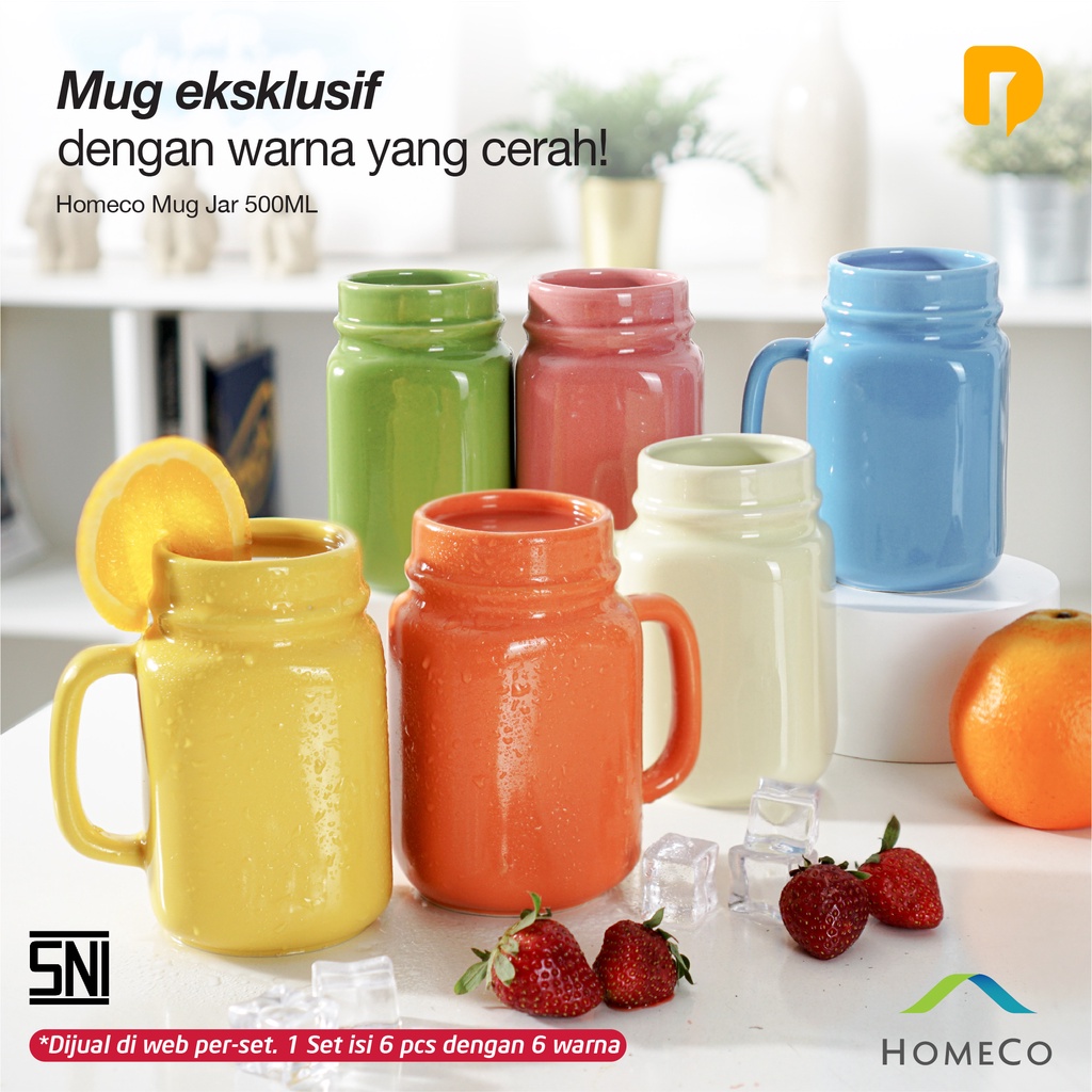 Jual HOMECO MUG JAR 500 ML | GELAS CANGKIR LUCU UNIK | GELAS KERAMIK ...