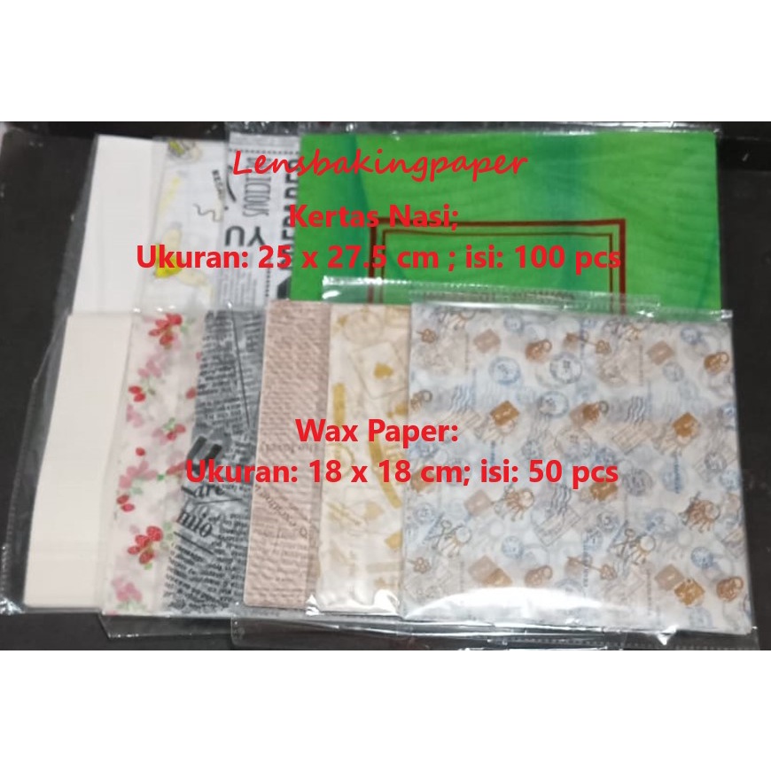 Jual Baking / Wax Paper Kertas / Alas / Tatakan Nasi / Burger / Kebab ...
