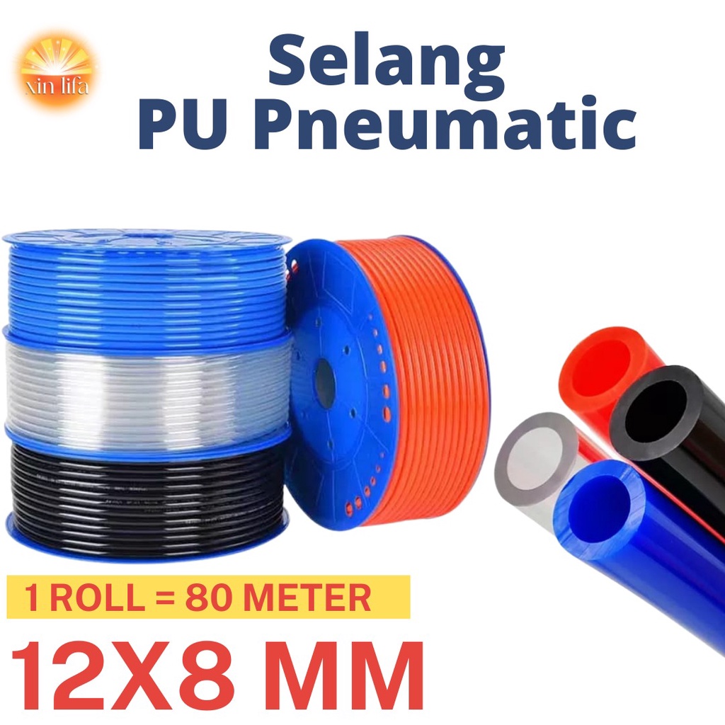 Jual selang pu 12x8mm meteran 12 x 8 mm 12x8 PolyUrethane PNEUMATIC ...