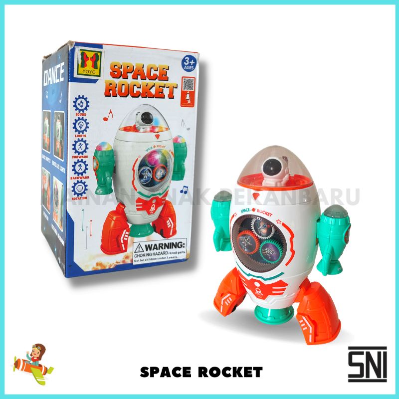 Jual Mainan Anak Space Rocket Dance Happily Sound And Light Rotation Of ...