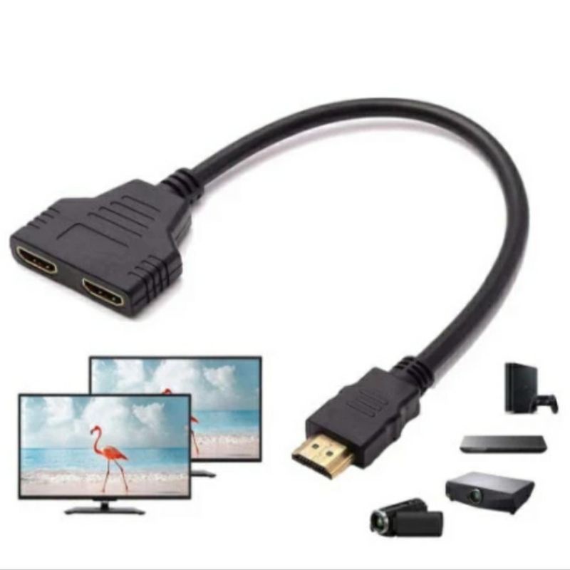 Jual Kabel HDMI splitter 2 port 1 input ke 2 output | Shopee Indonesia