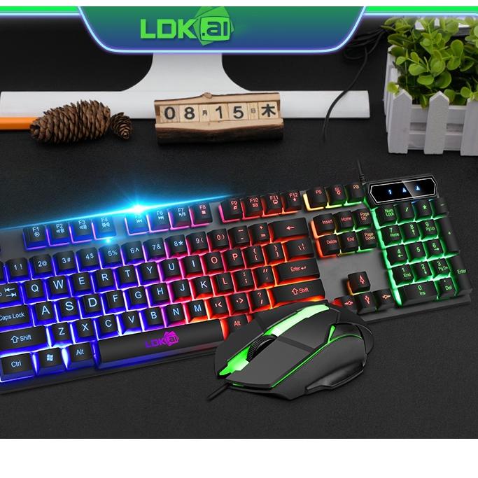 Jual Keyboard Kabel USB Gaming LED RGB Warna Warni 104 tombol Paket ...