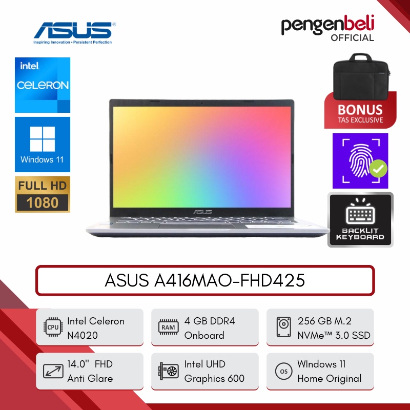 Jual ASUS VIVOBOOK A416MAO N4020 RAM4GB SSD256GB INTEL UHD GRAPHIC ...