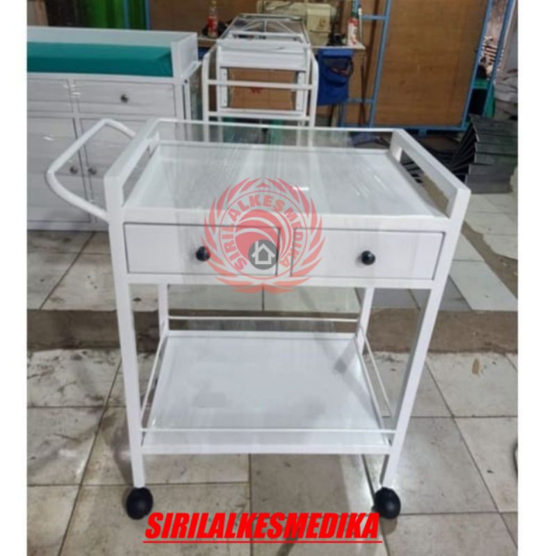 Jual Trolly instrumen 2 rak laci besi/Trolly instrumen 2 rak laci ...