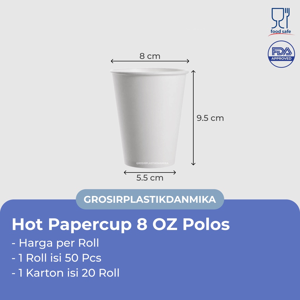 Jual PAPER CUP 8 OZ POLOS PUTIH - GELAS KERTAS 8OZ - GELAS 240ML TAHAN PANAS ISI 50 PCS | Shopee ...