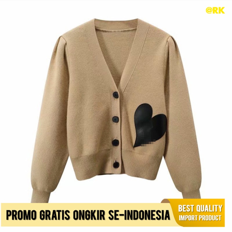 Jual Cardigan Cewek Polo Kerah Cinta Puff Sleeve Rajutan Cargan Import ...