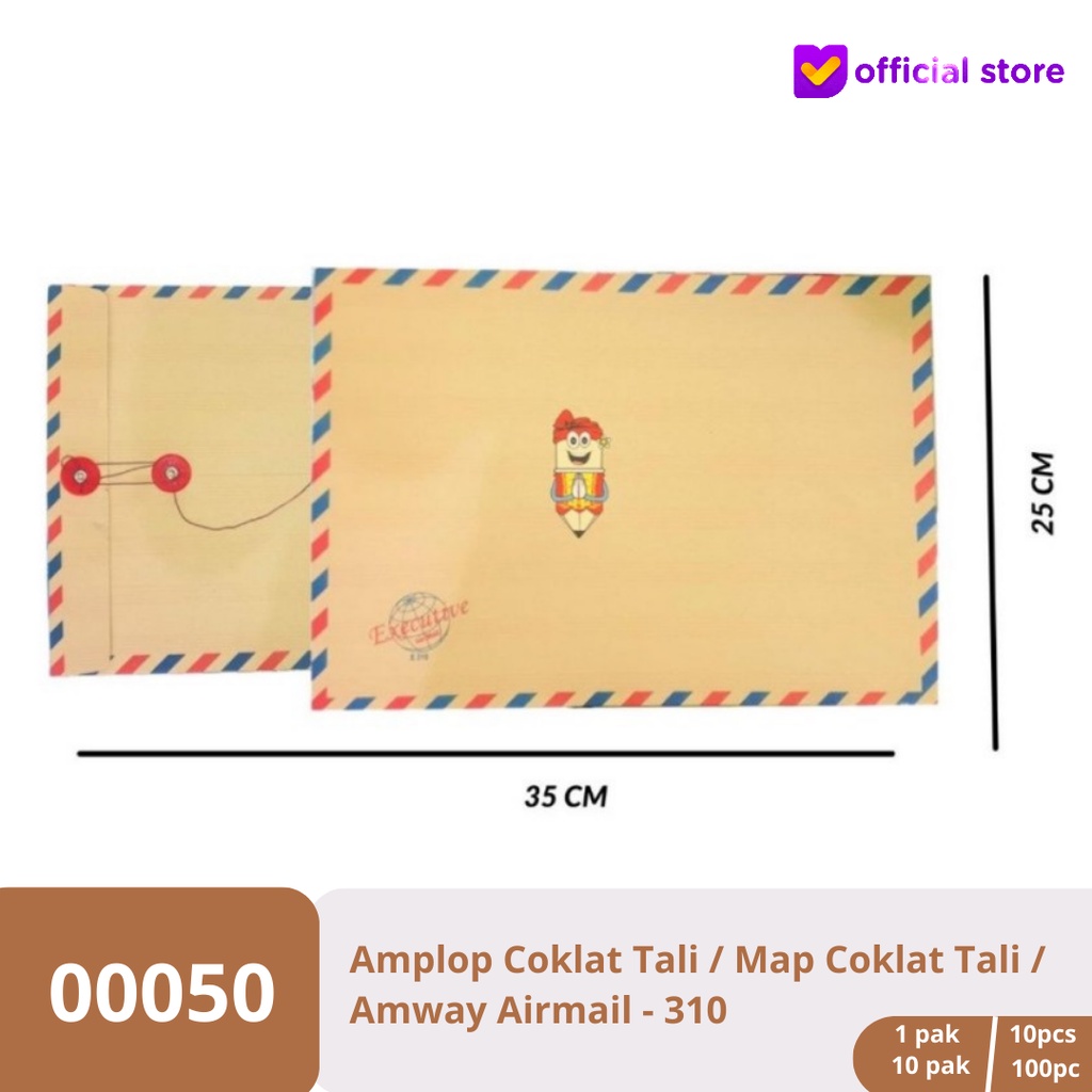 Jual Amplop Coklat Tali / Map Coklat Tali / Amway Airmail - 310 isi 100 ...
