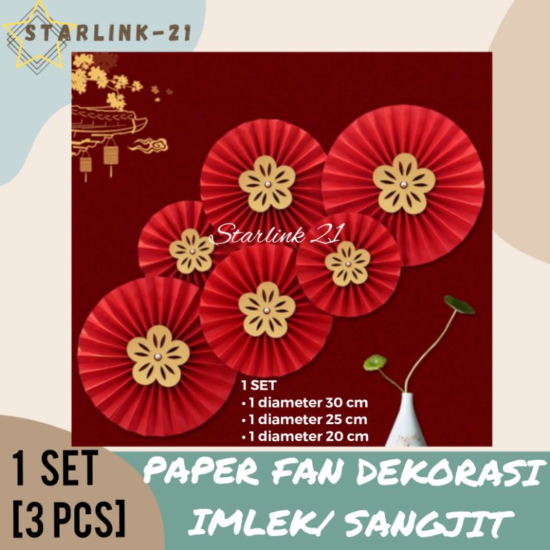 Jual SET DEKOR KIPAS IMLEK/ SANGJIT | Paper Fan Imlek/ Sangjit | Dekor ...