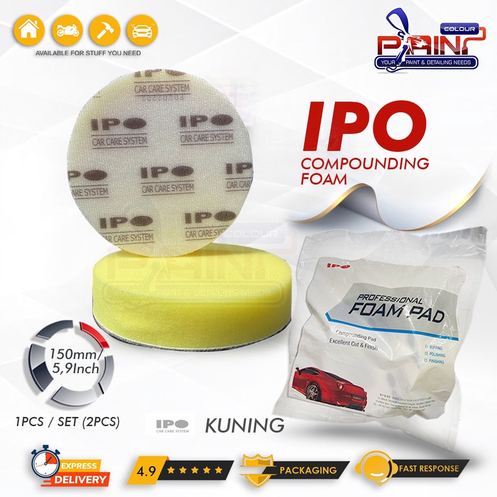 Jual IPO Busa Poles Rata / Flat Foam Pad YELLOW 150MM COMPOUND ...