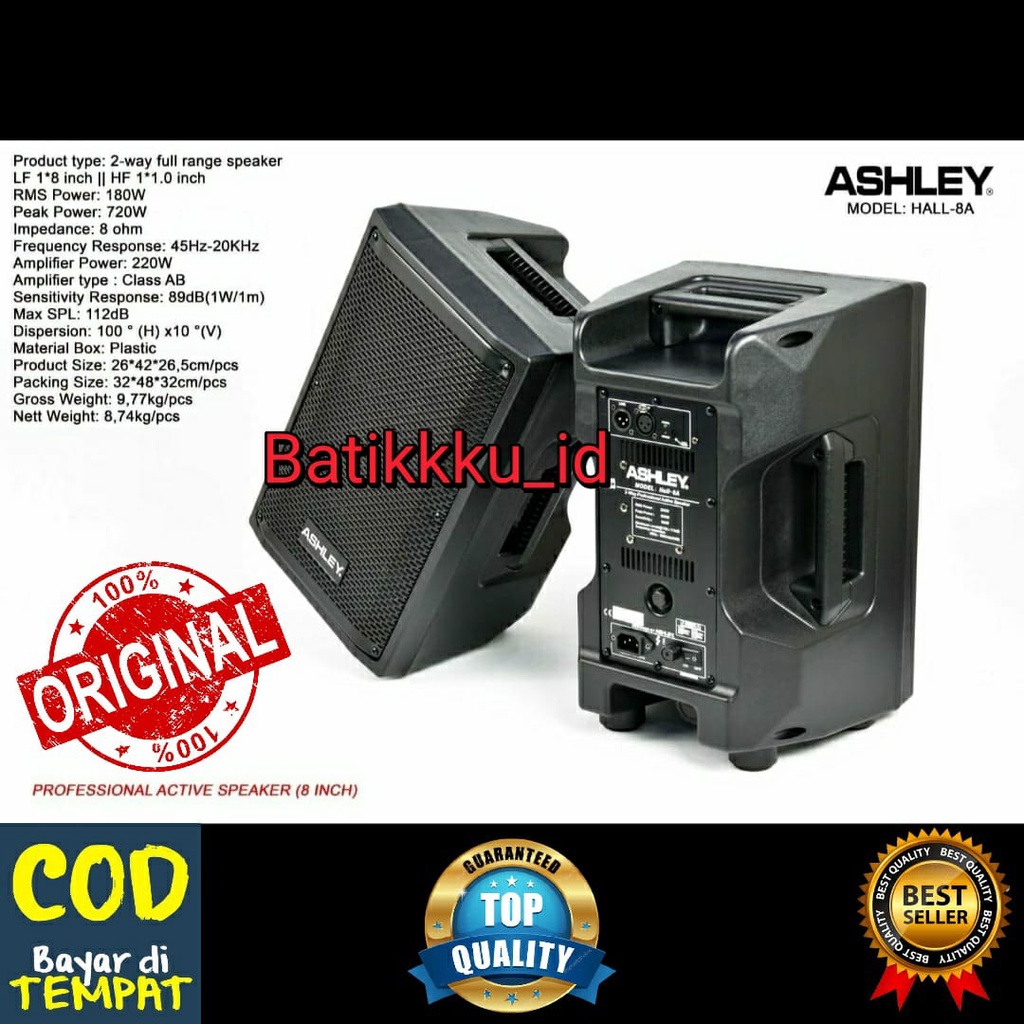 Jual Speaker Aktif ASHLEY HALL 8A HALL 8 A HALL8A ORIGINAL 8 INCH | Shopee Indonesia