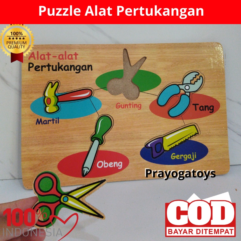 Jual Puzzle Alat Pertukangan / puzzle kayu untuk anak belajar jenis ...