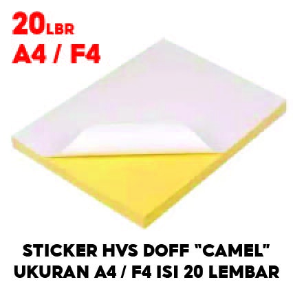 Jual [20 LEMBAR] Kertas Sticker HVS Doff Camel ukuran A4 / F4 | isi 20 lembar | Shopee Indonesia