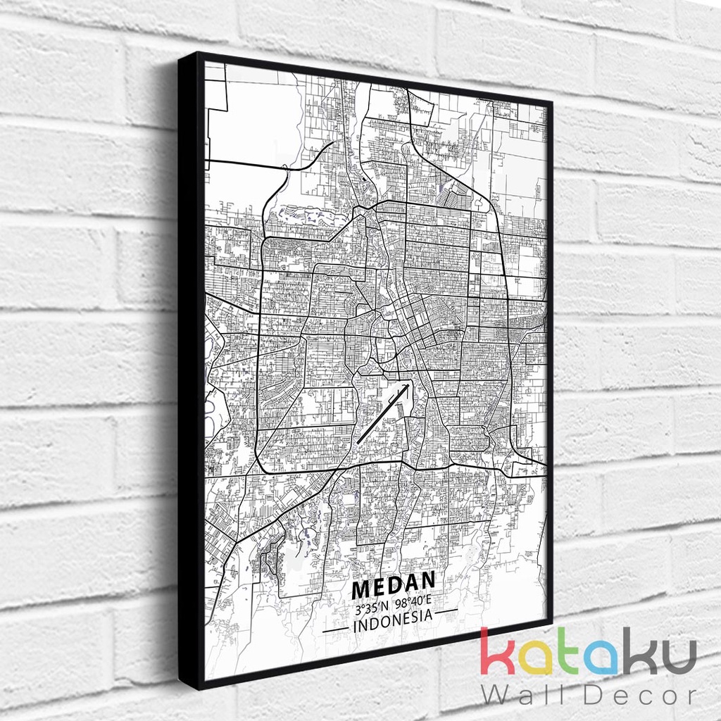 Jual Medan City Map Art Pajangan Dinding Poster Peta Kota Medan Wall ...