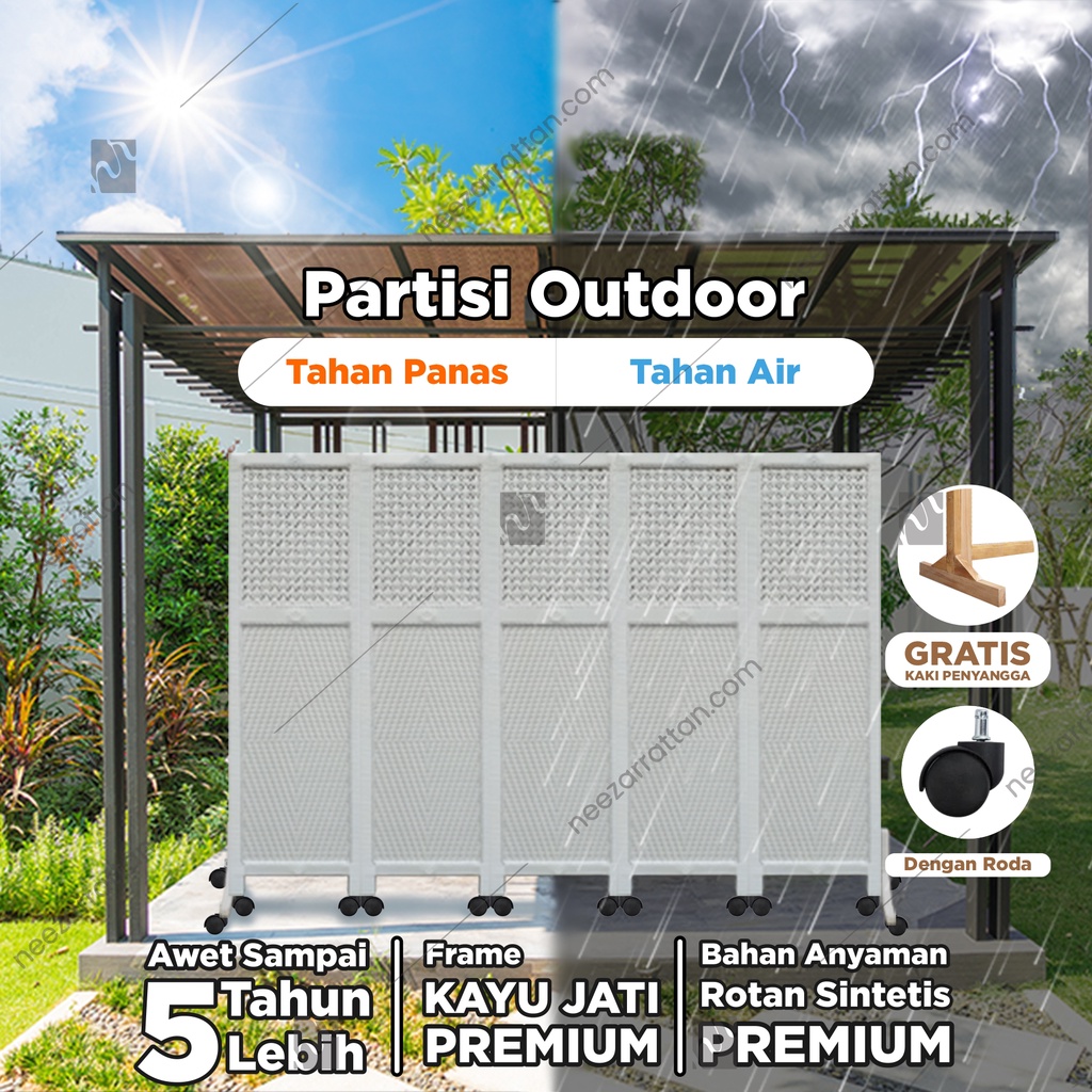 Jual PARTISI OUTDOOR 5 Pintu tahan air Sketsel Rotan Kayu JATI ...