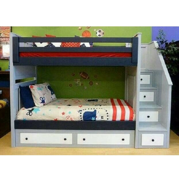 Jual Tempat Tidur Tingkat Tangga Laci Cat Duko Kombinasi | Shopee Indonesia