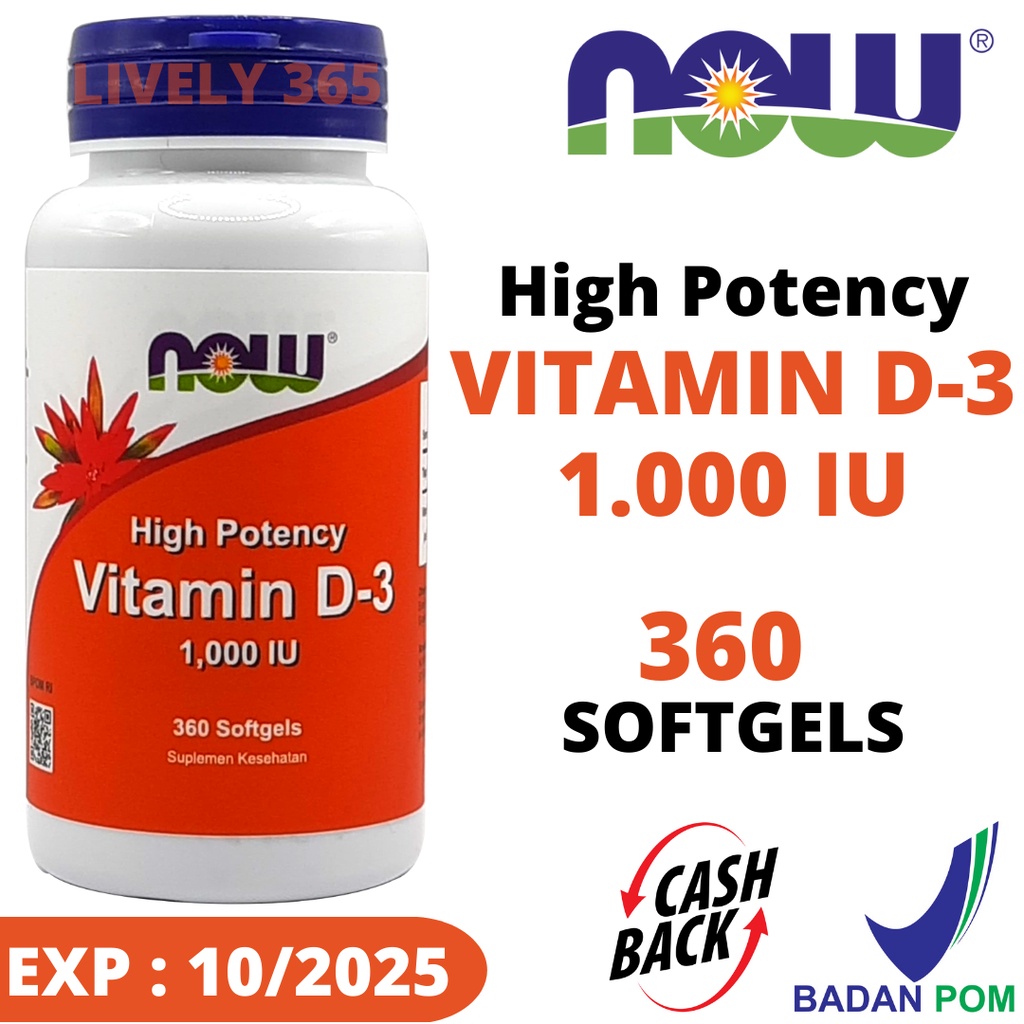 Jual High Potency Vitamin D3 1000 IU | NOW Foods | 360 Softgels | Shopee Indonesia