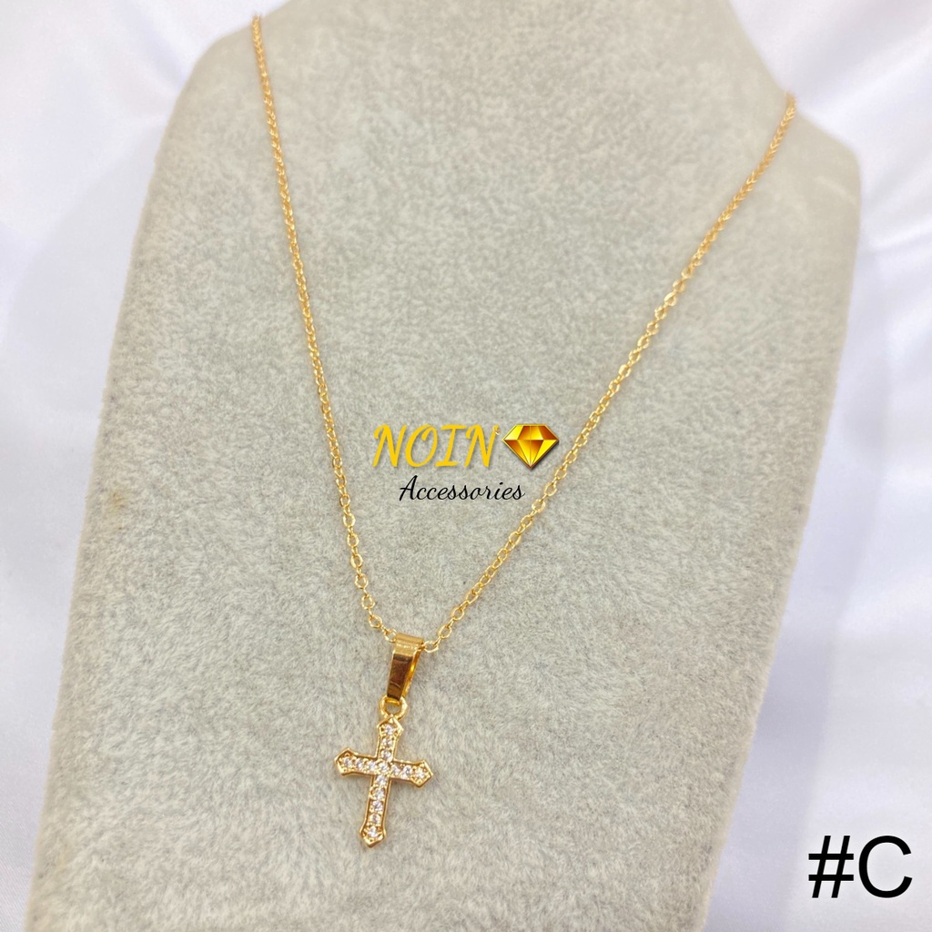 Jual Kalung Liontin Salib Permata Sirkon Perhiasan Lapis Emas 18K ...