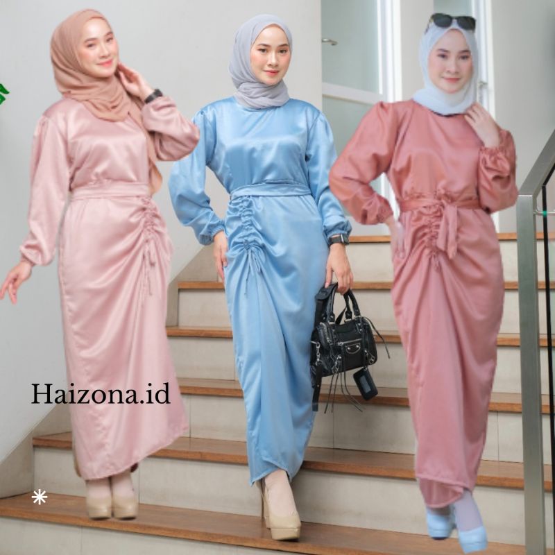 Jual DRESS SERUT TALI SATIN | BAJU KONDANGAN | GAMIS WANITA | GAUN ...