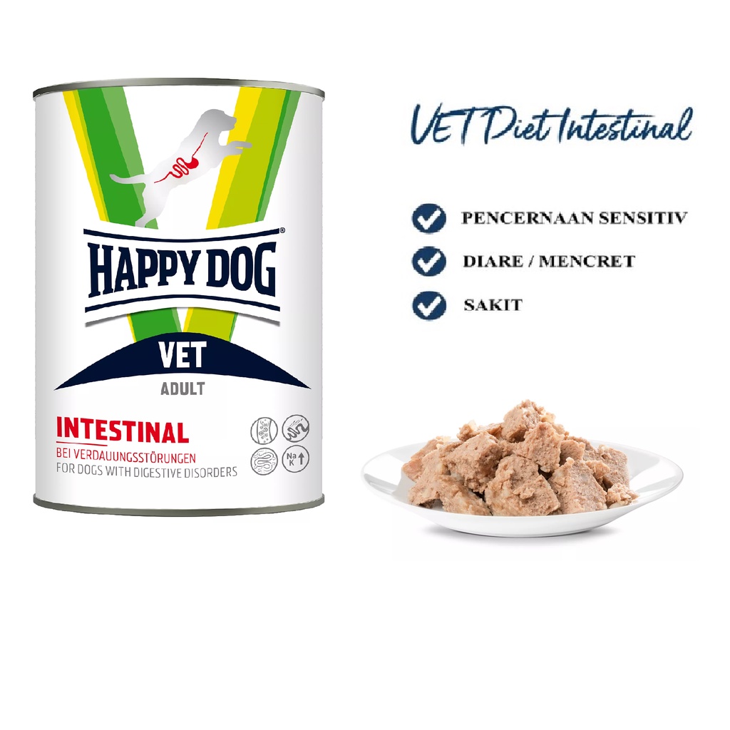 Jual HAPPY DOG VET Diet Intestinal Dog Wet Food 400Gr - Makanan Basah ...
