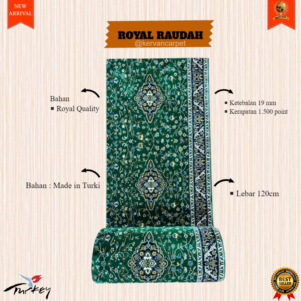 Jual Karpet/Sajadah Masjid Mushola Turki Royal Raudah 6 Meter | Shopee ...