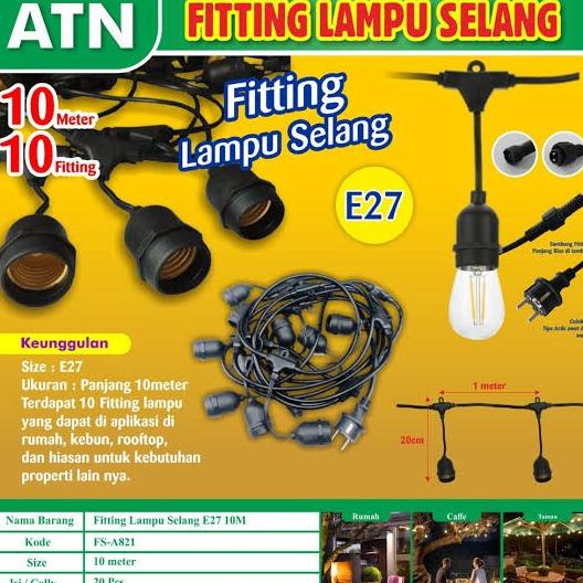 Jual KABEL FITTING LAMPU CAFE GANTUNG E27 10 METER 10 FITTING OUTDOOR | Shopee Indonesia