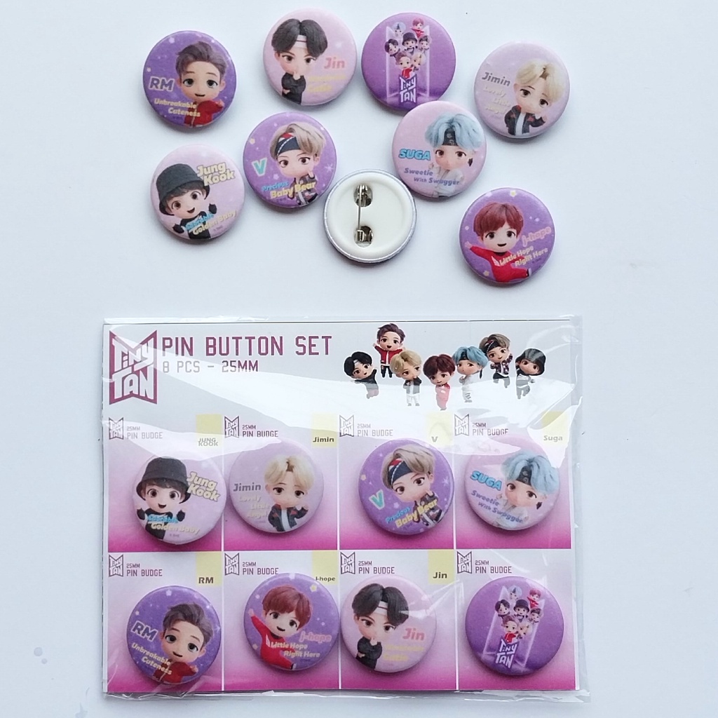 Jual TINYTAN PIN BUTTON SET / BROS BTS TINYTAN ISI 8 pcs 25mm | Shopee Indonesia