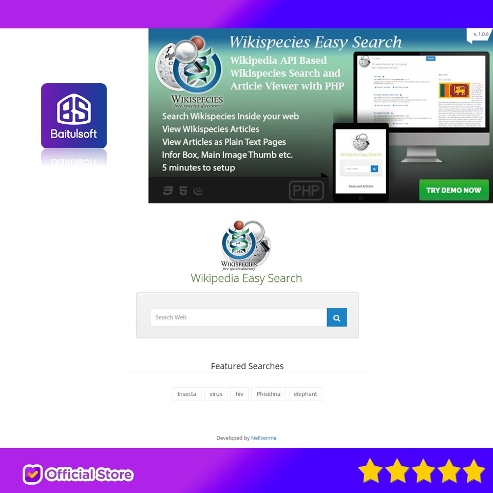 Jual SOURCE CODE APLIKASI WIKISPECIES EASY SEARCH - WIKIPEDIA API BASED PHP DICTIONARY SCRIPT ...