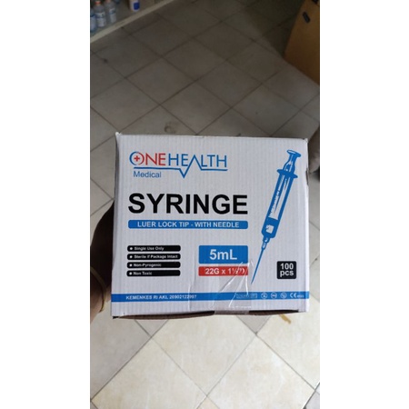 Jual Syringe 5ml Steril Alat Suntik Medis Spuit 5cc Isi 100 Pcs / Box ...