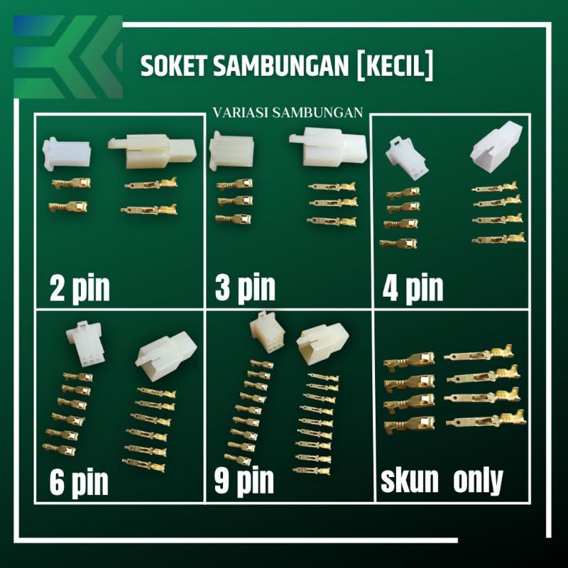 Jual SOCKET SOKET KABEL MOTOR 2P 3P 4P 6P 9P SET TERMINALS SOCKET KABEL MOTOR MOBIL | Shopee ...