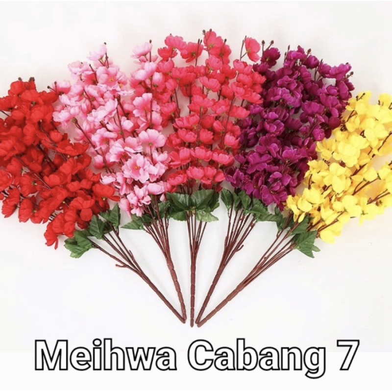 Jual BUNGA CABANG 7 rimbun meihwa imlek sakura tangkai tebal pink merah ...
