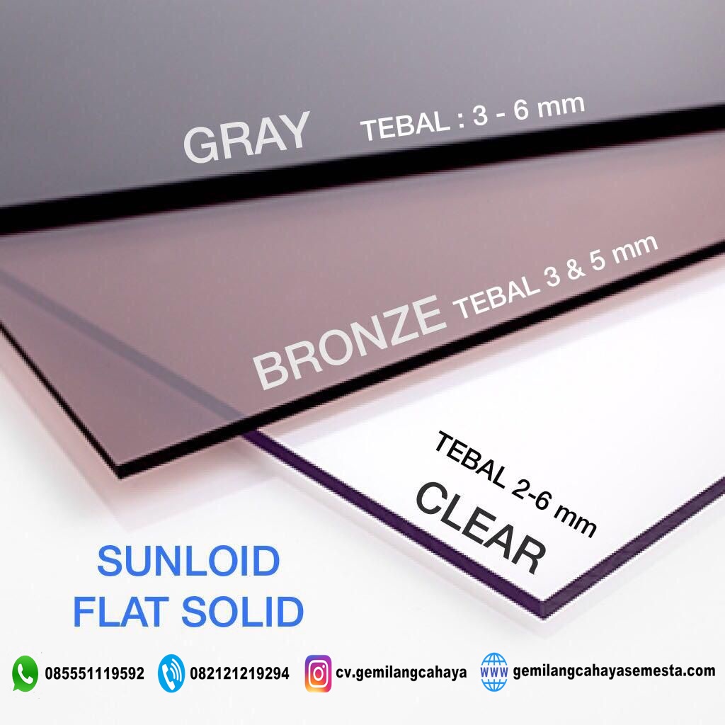 Jual Sunloid flat ( 3 mm ) Atap Transparan Solid / Atap Polycarbonate ...