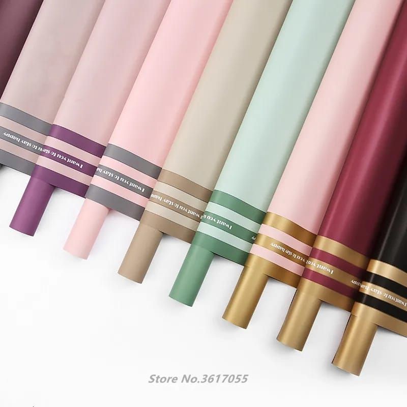 Jual ECER Kertas buket cellophane wrapping paper golden frame (MINIMAL ...