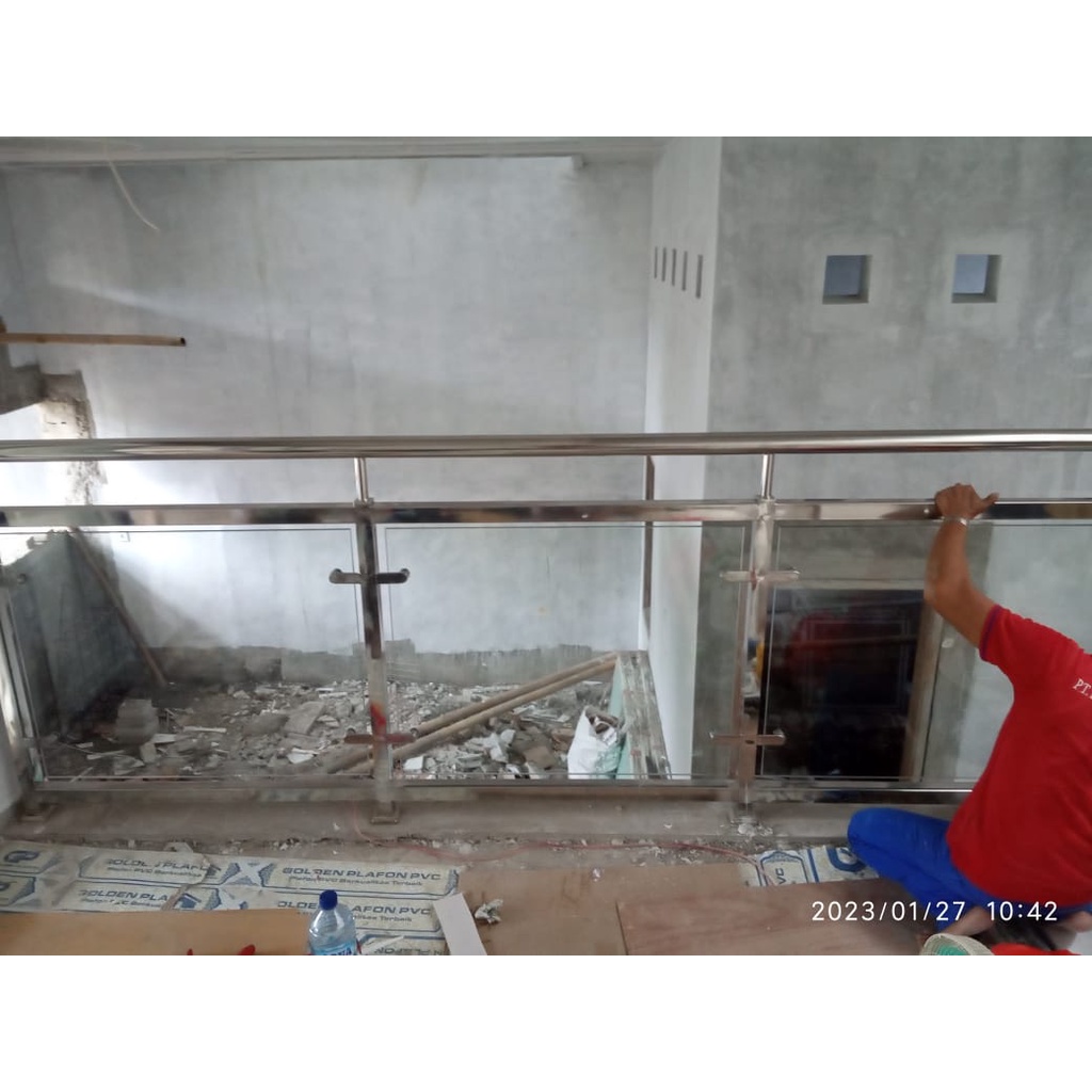 Jual Balkon Stainless Steel + Kaca tempered 10mm Kusen Ukuran Sesuai ...