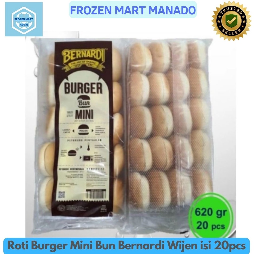 Jual Roti Burger Mini Bun Bernardi Wijen isi 20pcs - Frozen Mart Manado ...