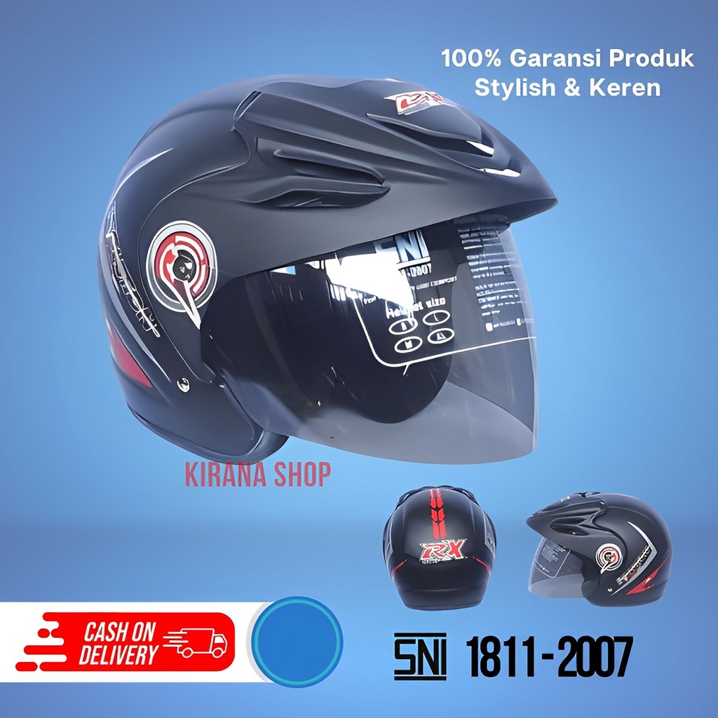 Jual Helm SNI Half Face Dewasa Pria Dan Wanita Polos Warna Hitam Doff ...