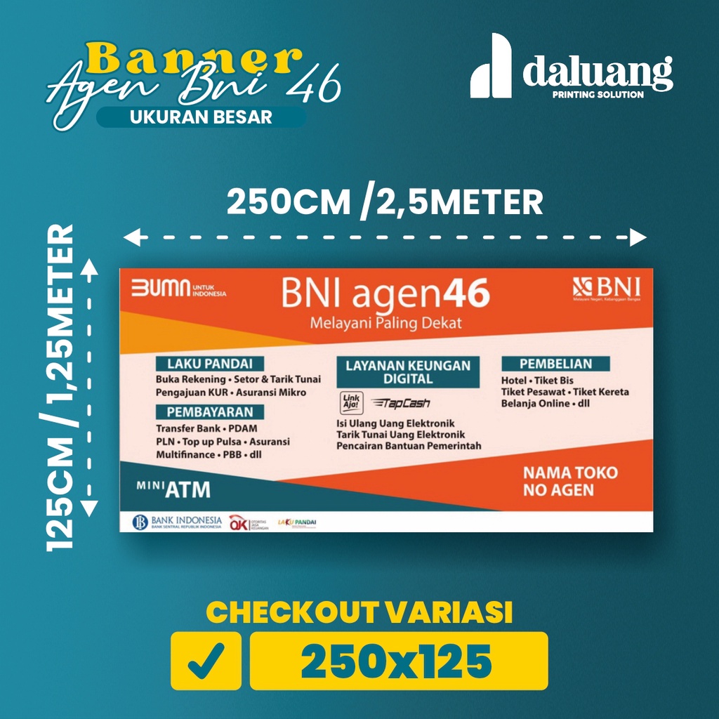 Jual Spanduk Banner Agen 46 Agen46 BNI Custom (Banner Part 3 Ukuran ...