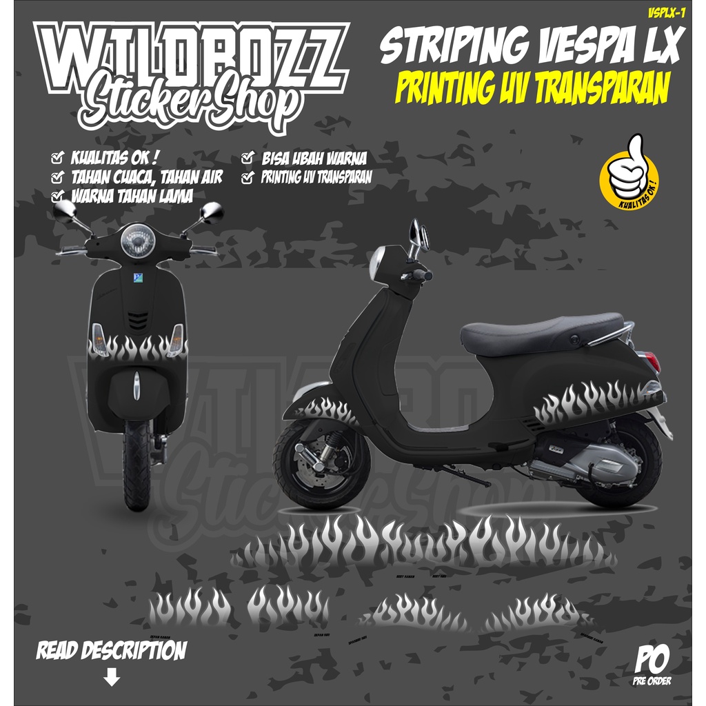 Jual striping vespa lx printing uv transparan (vsplx-1) wildbozz ...