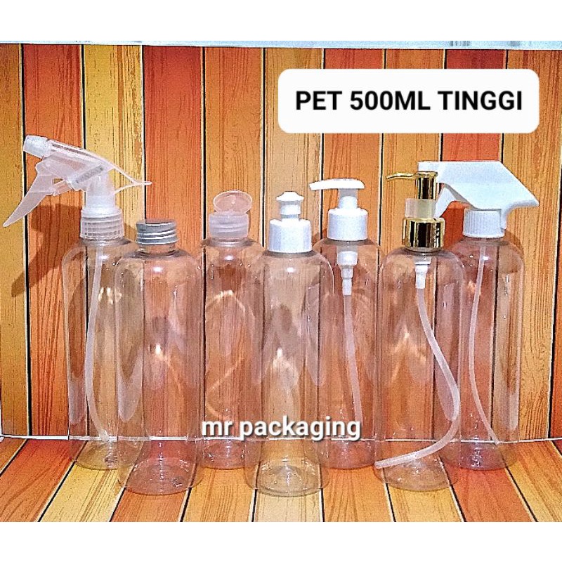 Jual Botol Plastik 500ml TINGGI isi ulang | Botol PET 500 ml reffil | botol pump spray fliptop ...