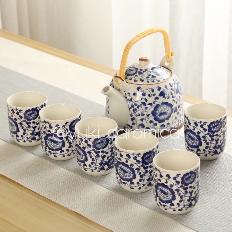 Jual tea set jepang keramik dengan tray kayu hampers teaset | Shopee ...