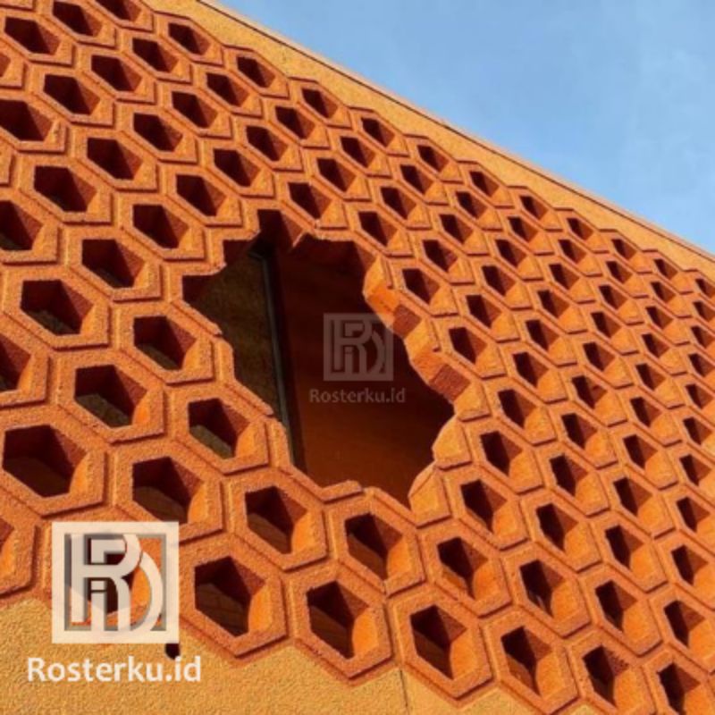 Jual roster beton minimalis hexagonal merah | Shopee Indonesia