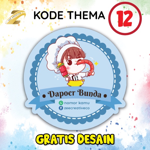 Jual Stiker Label Kemasan Cutting Pola Gratis Desain / Stiker Logo ...