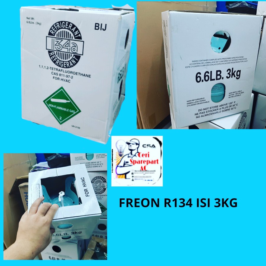 Jual REFRIGERANT R134 FREON AC MOBIL KULKAS tabung mini isi 3KG R134 ...