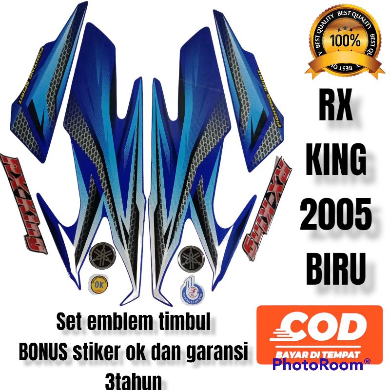 Jual striping RX king 2005 biru satu set emblem timbul bonus stiker ok ...