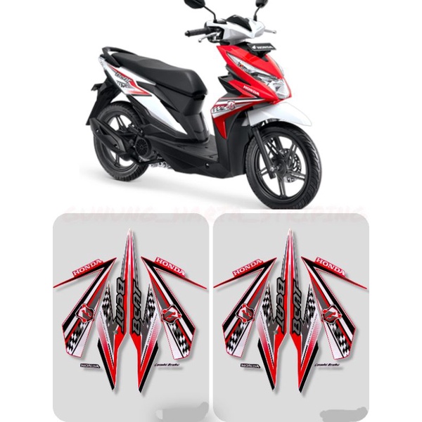 Jual STIKER BEAT STRIPING SET HONDA BEAT CBS 2018 MERAH PUTIH FULL BODY ...