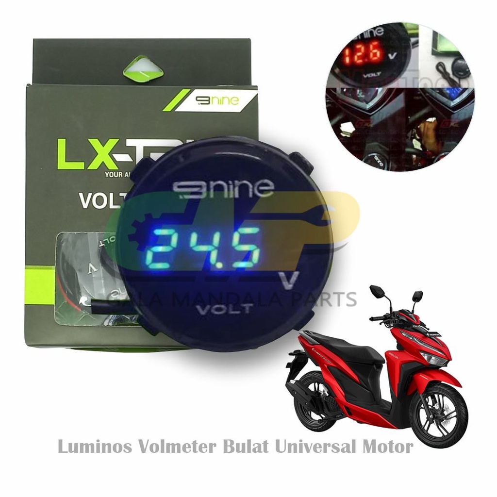 Jual Luminos 9Nine Voltmeter Bulat LED Digital Round Frame Waterproof ...
