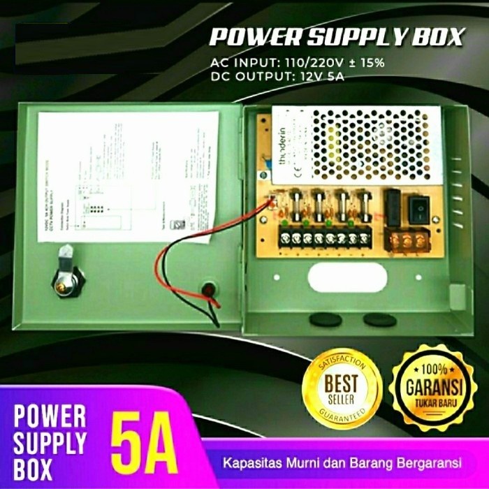 Jual POWER SUPPLY 5 A BOX PANEL / ADAPTOR PSU 12V 5A 4CH UNTUK CCTV ...