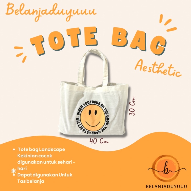 Jual Tote Bag Smile Kuning Tote Bag Serba Guna Tote Bag aesthetic ...