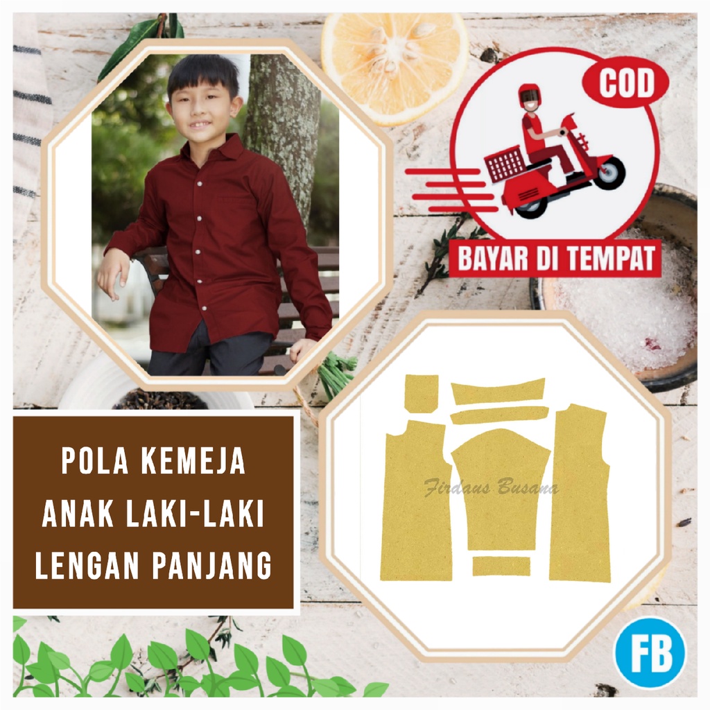 Jual 【COD】Pola Kemeja Anak Laki Laki Lengan Panjang | Pola Baju Kemeja Anak | Pola Instan | Pola ...